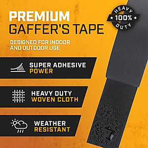 Lockport Black Gaffers Tape 3 Pack – 90 Feet x 2 Inches – Waterproof, No Residue, Non-Reflective, Easy Tear, Matte Gaffer Stage Tape – Gaff Cloth Tape for Photography, Filming Backdrop, Production