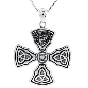 Jewelry Trends Celtic Trinity Knights Templar Cross Steling Silver Pendant Necklace 22"