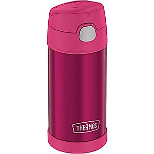 THERMOS FUNTAINER 12 Ounce Stainless Steel Vacuum Insulated Kids Straw Bottle, Pink and Thermos Replacement Straws