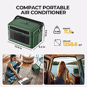BougeRV Portable Air Conditioner, 1800BTU Compact Air Cooler,6 Wind Speeds Tent Air Conditioner for Van Life, Camping Tent, Outdoor, Office