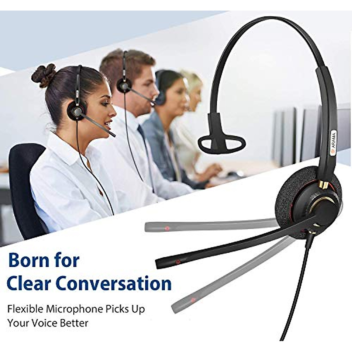 Phone Headset with Microphone Noise Cancelling, 2.5mm Telephone Headset for Cordless Phones Panasonic AT&T Vtech Uniden Cisco SPA Grandstream Polycom Clarity XLC3.4 Office IP