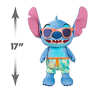 Disney Street Beach Large Plush Stitch, 17-Inch Stuffed Animal, Alien, Disney's Lilo and Stitch