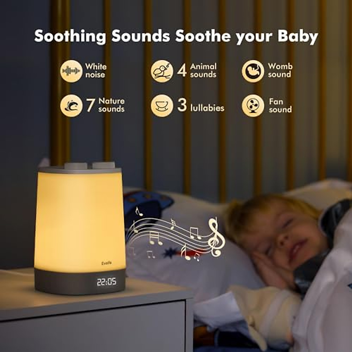 White Noise Sound Machines for Sleeping| OK to Wake Alarm Clock for Kids Adults Night Lights Nursery Essentials| Newborn Baby Girl Boy Registry| App Control Rain Shusher Soother Trainer| Bedroom Decor