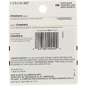 CoverGirl Cheekers Blush, Pretty Peach [150], 0.12 oz (Pack of 3)