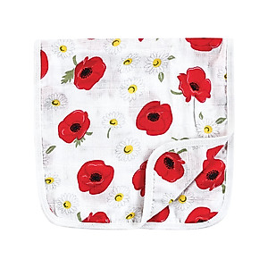 Hudson Baby Unisex Baby Muslin Burp Cloth 7pk, Poppy Daisy, One Size