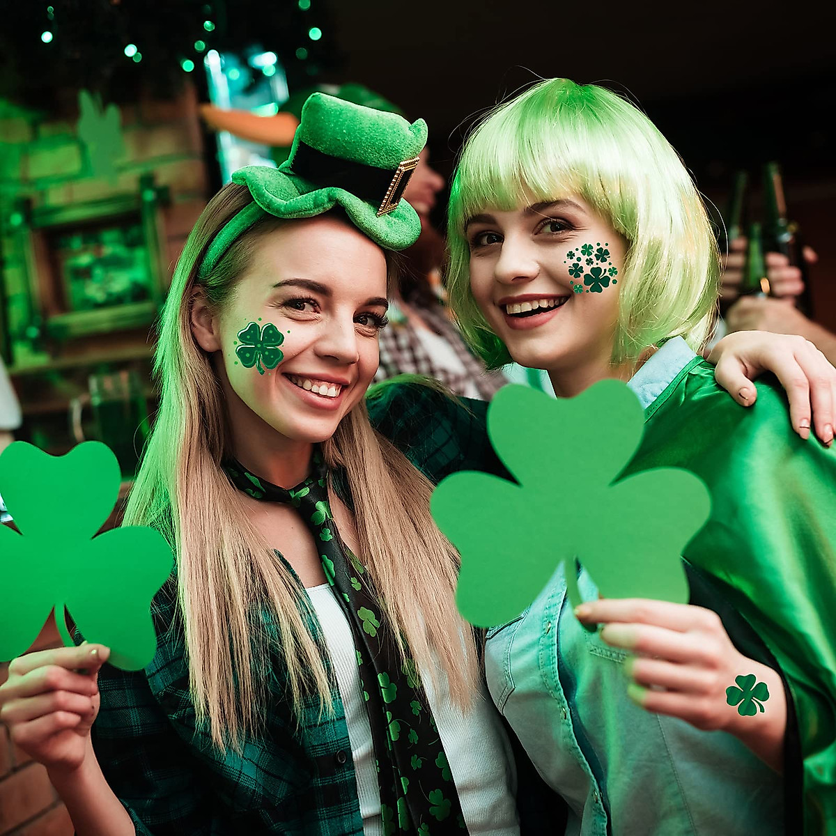 74 Sheets St. Patrick's Day Tattoos Stickers, Include St. Patrick Day Stickers, Shamrock Tattoos and Green Temporary Tattoos, Lucky Clover Temporary Tattoos for Party Favors Accessories or Irish Party