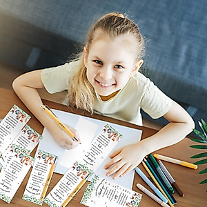 BeYumi Woodland Baby Shower Gifts - 101Pcs Woodland Safari Baby Shower Gifts for Guest Greenery Woodland Baby Shower Favors Retractable Baby Shower Bamboo Pens Greeting Card Bookmarks Souvenirs Prizes