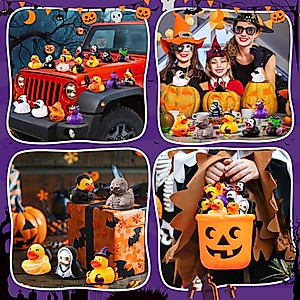 ANGGIKO 24 Pcs Halloween Rubber Ducks Gifts, Mini Rubber Ducks Bulk Bath Toys, Party Favors Rubber Duck for Jeep Halloween Decoration Trick or Treat Bags Fillers, Goodie Bags Stuffers Party Supplies