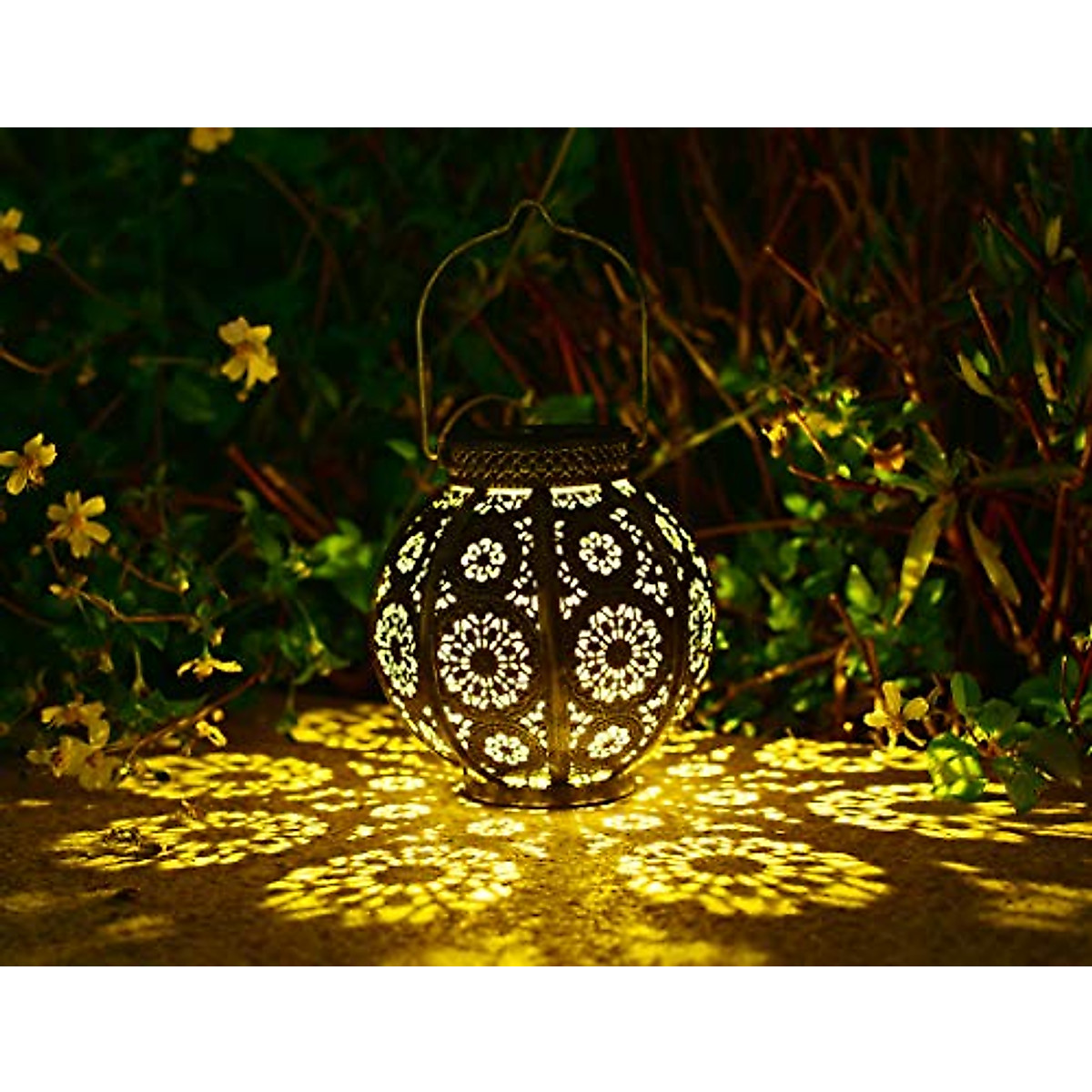 Moroccan Garden Solar Lanterns, {Set of 2} Bohemian Landscape Solar Lights Outdoor Waterproof for Yard Pathway Patio Tree Table Decor (Bronze)