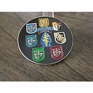 Oneworldtreasures United States Army Special Forces Group Airborne SFG A Green Berets Skull Challenge Coin