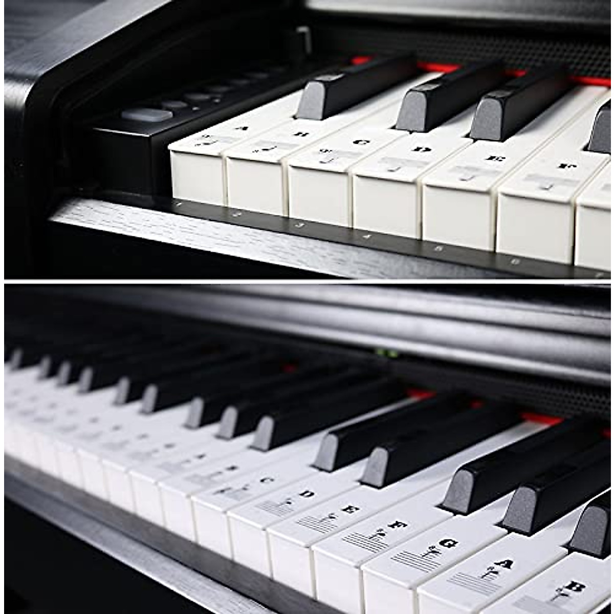 Piano Keyboard Stickers for Beginners 88/61/54/49/37 Key. Large Bold Letter Piano Stickers Perfect for kids Learning Piano, Transparent and Removable