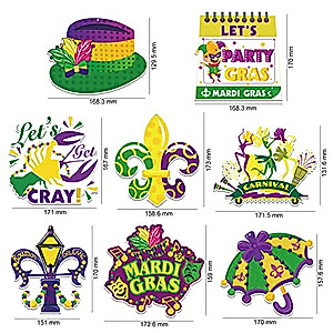 HOWAF Mardi Gras Party Hanging Swirls Decorations, Mardi Gras Themed Foil Swirls for New Orleans Party Ceiling Decoration, Mardi Gras Swirls Streamer for Masquerade Party Supplies, 30pcs