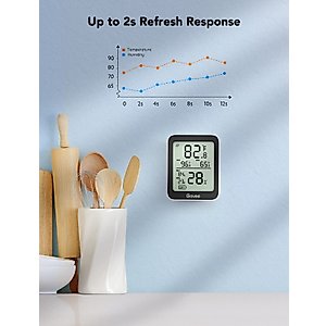 Govee Indoor Hygrometer Thermometer 3 Pack, Bluetooth Humidity Temperature Gauge with Large LCD Display, Notification Alert with Max Min Records, 2 Years Data Storage Export for Room Greenhouse, Black