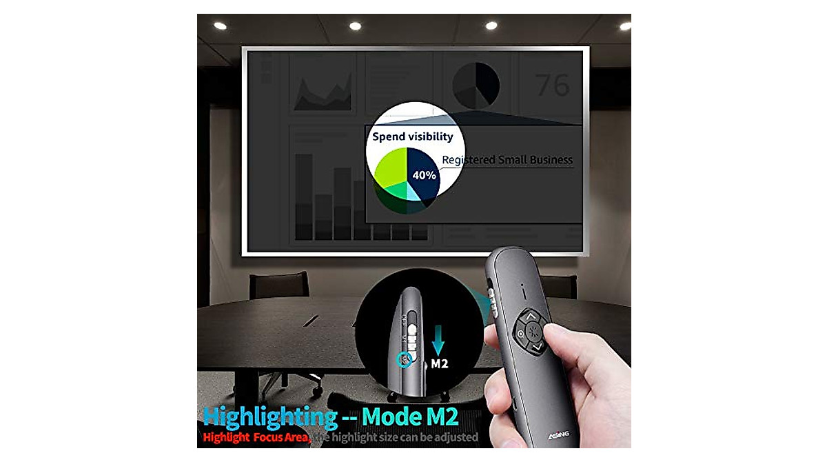 ASiNG Advanced Digital Laser Presentation Remote - Red Laser Presentation Pointers with Function ...