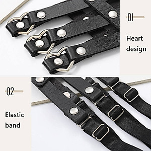 BODIY Women Punk Belt for Leg Straps Black Gothic Heart Thigh Belts Accessory for Halloween Rave Body Chain