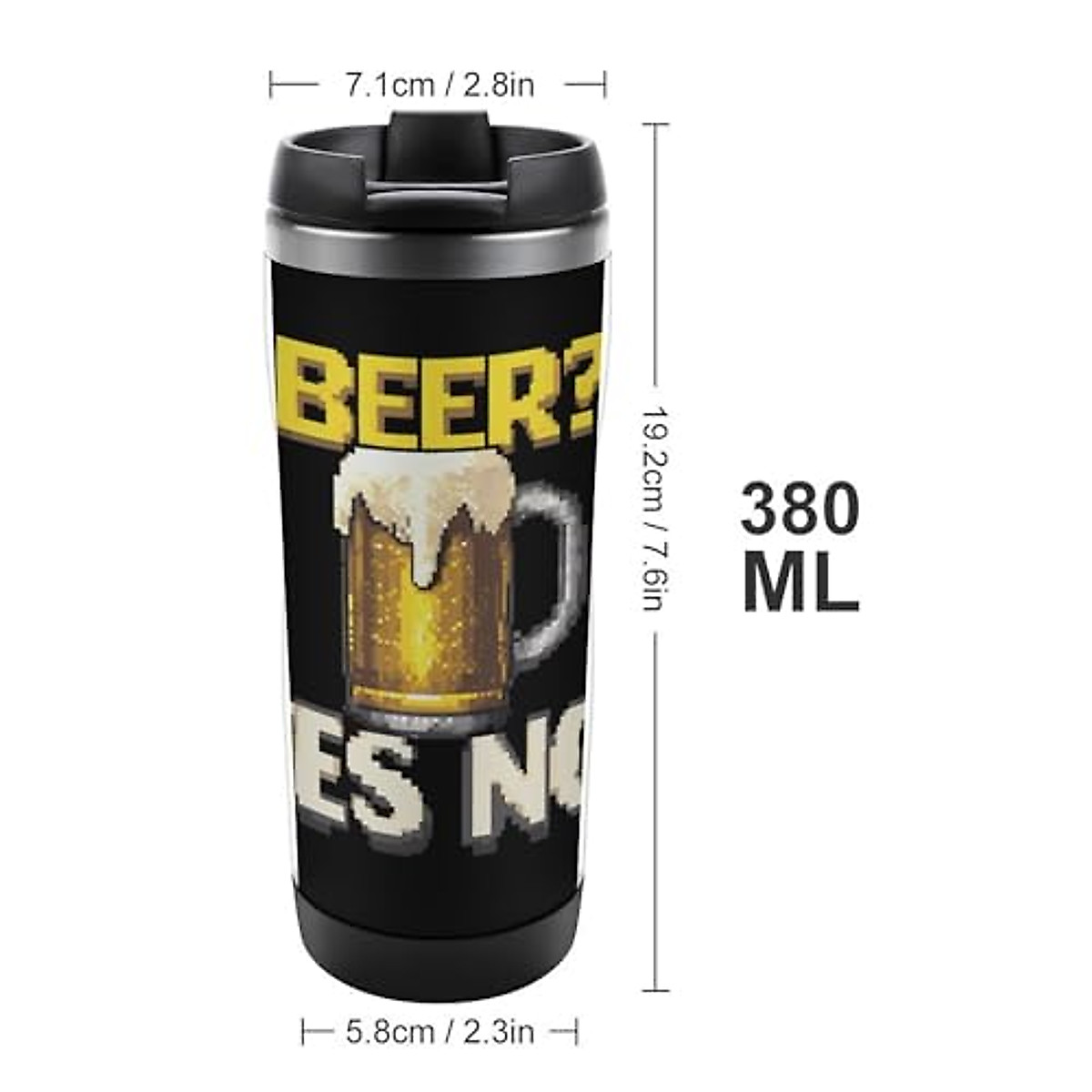 Beer Yes No Travel Coffee Mug Reusable Insulated Drinking Cup with Lid for Home Outdoor Works 13 Oz