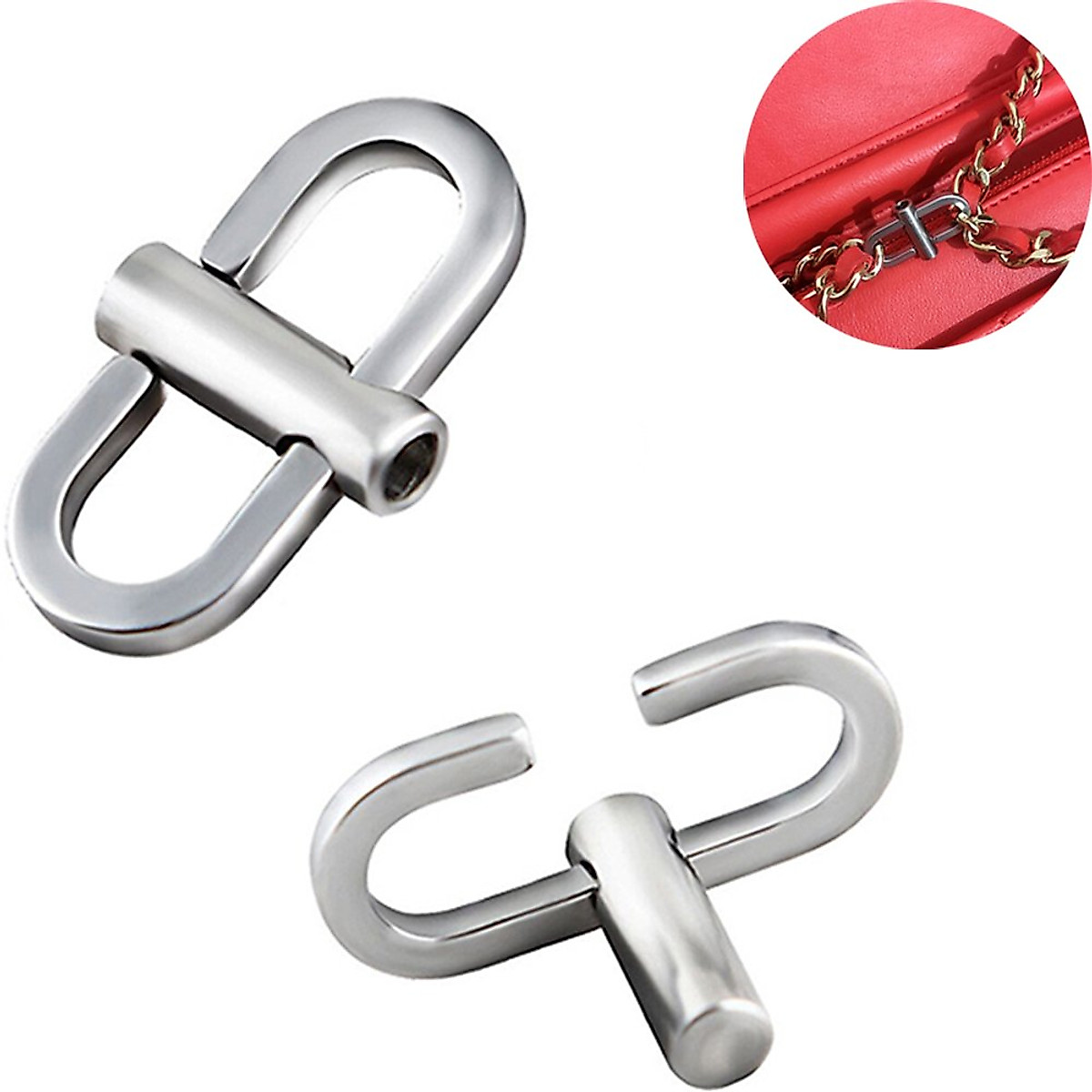 WINGOFFLY ZZ Lighting 2PCS Stainless Steel Bag Chain Adjustable Buckle Shorten Your Bag(2PCS Silver)
