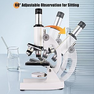 Poothoh Microscope for Adults Kids 40-2000X Magnification Compound Microscope with Microscope Slides Fill Light,Suitable for Children Students Home School Laboratory Microscope kit