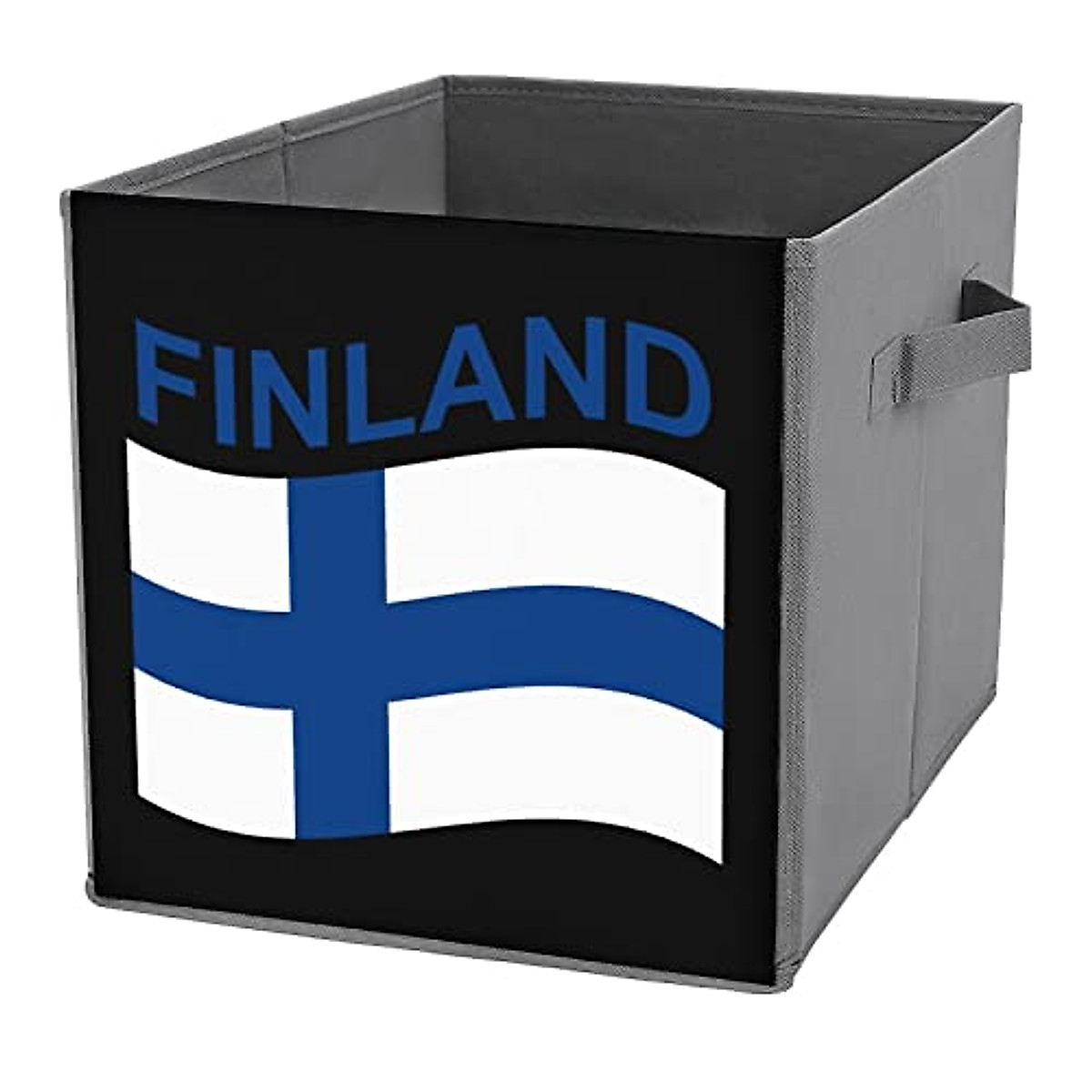 Flag of Finland Canvas Collapsible Storage Bins Cube Organizer Baskets with Handles for Home Office Car