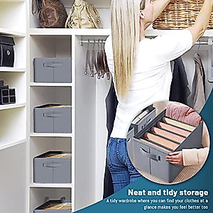 LELE LIFE 3Pcs 6/7/9 Grids Wardrobe Clothes Organizer, Large Drawer Organizers for Clothing, Foldable Jeans Organizer for Closet with Handle and Built-in PP Board, Clothes Organizer for Folded Clothes