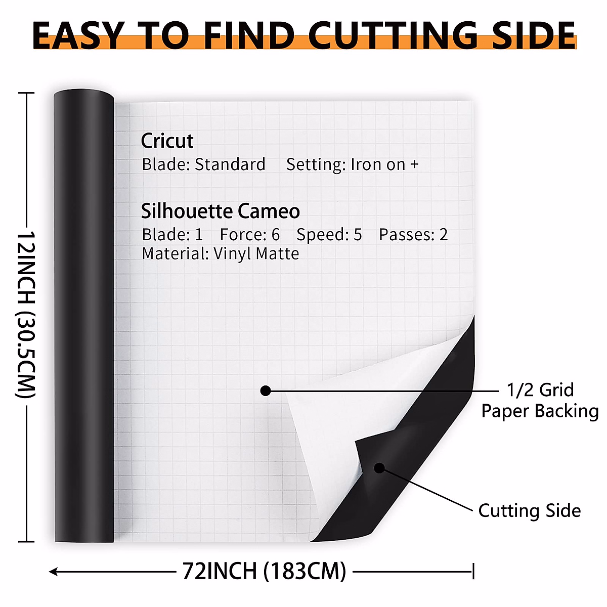 Lya Vinyl Matte Black Permanent Vinyl, 12" x 6 FT Vinyl for Cricut Matte Black Adhesive Vinyl Roll for Cricut, Silhouette, Mug, Cup, Window & Home Decal