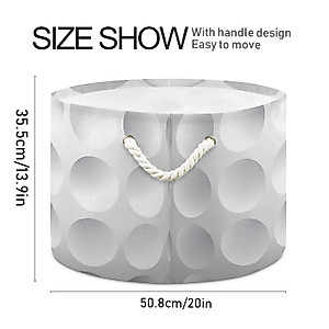 Golf Ball Round Storage Basket Bin, Waterproof Laundry Hamper, Large Collapsible Bucket, Baby Nursery Organizer with Handles for Bathroom Toys Clothes