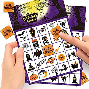 GEGEWOO Halloween Bingo Game Cards for Kids 24 Players Halloween Party Game for School Classroom Family Activities Halloween Party Favors Supplies