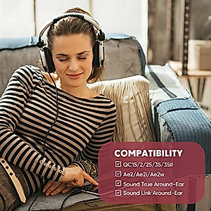 LEIFIDE 7 Pcs Replacement Earpads Cushions Headband Pad Set, Ear Pads Headband Cushion with Repair Parts Compatible with Bose/QC35/QC25, Black