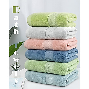 Cleanbear Luxury Bath Towels Set of 6 Shower Towels with Assorted Colors for Different Family Members 55 by 27 Inches Ultra Soft Bathroom Towels Highly Absorbent Body Drying Towels