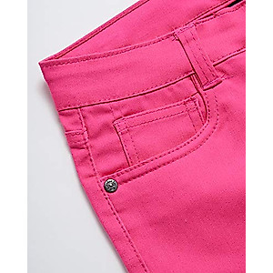Real Love Girls' Shorts - Super Stretch Twill Bermuda Shorts (2 Pack), Size 14, White/Hot Pink