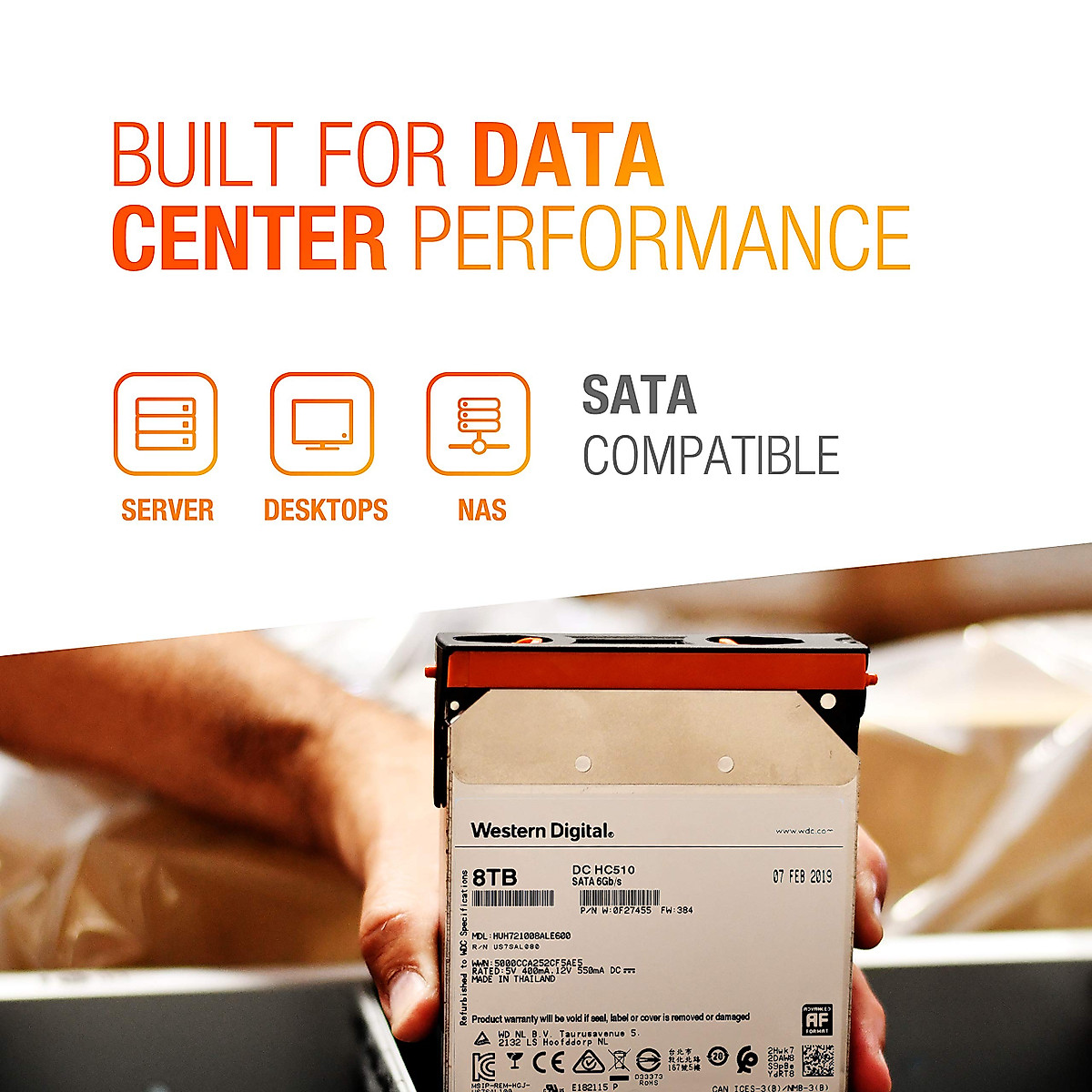 HGST Ultrastar He8 8TB 7200 RPM SATA 6Gb/s 3.5-Inch HDD | Power-Disable | Enterprise Hard Drive | HUH721008ALE600 (0F27455) (Renewed)