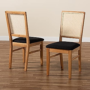 Baxton Studio Idris Dining Chairs, Black/Oak Brown