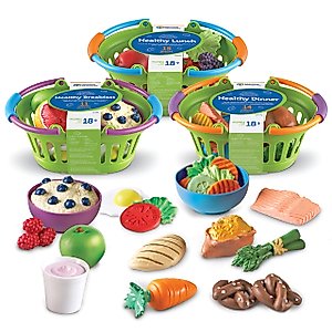 Learning Resources New Sprouts Healthy Foods Basket Bundle - 37 Pieces, Ages 18+ months Pretend Toddler Food, Healthy Play Food for Kids, Toddler Learning Toys