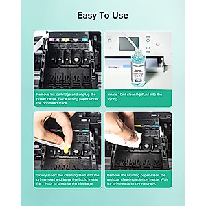 ECHALLENGE Printer Cleaning Kit Inkjet Printer Head Cleaning 100ML Kit -2 Pack for HP Brother Canon 8600 8610 6700 6900 Epson et-2720 et-2750 WF-7710 WF-3640 Liquid Printers Nozzle (Cyan, 200ML)