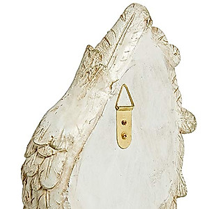 WHW Whole House Worlds Grand Tour Angel Wings, Vintage Style, Set of 2, Antique White, Artisinal Design, Hand Crafted, Bas Relief Sculptures, 21.75 Inches Tall