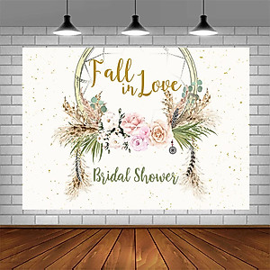 ABLIN 10x7ft Fall in Love Backdrop Boho Bridal Shower Decorations Pampas Grass Dreamcatcher Photography Background Bride to Be Engagement Bachelorette Party Decorations Props