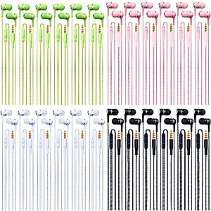 24 Pack Earbuds Pack Wire Earbuds with Microphone in Ear Headphones with Heavy Bass 4 Colors Wire Headphones Noise Isolating Ear Phones Stereo Sound Headphones with Mic for Classroom School Library