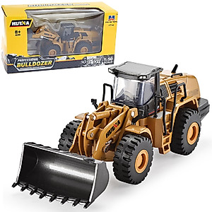 Gemini&Genius Mechanical Loader Toy, Construction Vehicle Wheeled Loader 1/50 Scale Skid Steer Loader Toy, Bulldozer Shovel Engineering Vehicle Alloy Models for Kids, Collection and Decoration House