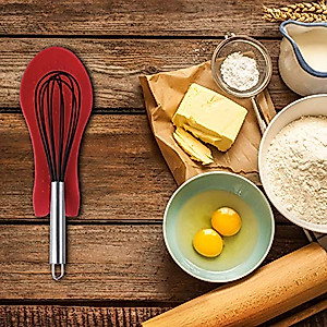 MSY BIGSUNNY Silicone Spoon Rests, Cooking Utensils Holder for Kitchen (2, Red-Red)