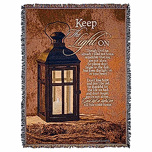 Dicksons Keep The Light on Lantern on Red 52 x 68 All Cotton Tapestry Throw Blanket