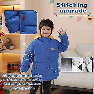 XIFAMNIY Kids Thicken Hooded Jacket Warm Winter Coat Windproof Outwear for Boys Padded Jacket Cool Casual 5-10T