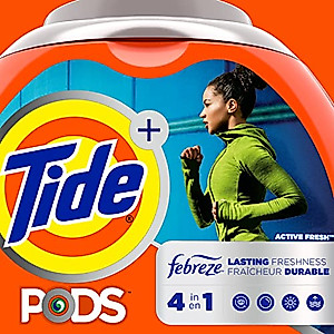Tide PODS Liquid Laundry Detergent Soap Pacs, 4-n-1 with Febreze, HE Compatible, 85 Count, Fights even week old Odors, Sport Odor Defense