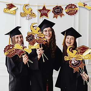Graduation Party Decorations Maroon Gold 2023/Burgundy Gold Graduation Party Supplies Maroon Grad Table Centerpieces-24Pcs Burgundy Gold Black Graduation Sticks Class of 2023 Table Topper