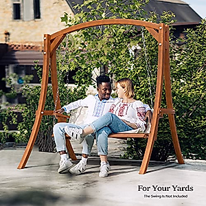 VINGLI Heavy Duty Wooden Swing Frame for Adults Kids, Strong A-Frame Porch Swing Bench Stand for Indoor & Outdoor, Curved Arc Top Design, Supports Up to 660 LBS