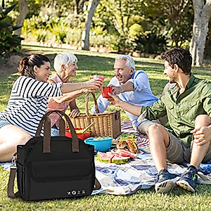 Lunch Bag for Women Insulated Lunch Boxes Women Cold Bag for Adult Men with 4 Ice Pack&2 Storage Bags&Shoulder Strap,Leakproof Large Multi-Pocket Lunch Tote for Work,Picnic,Beach,Fishing,hiking-Black