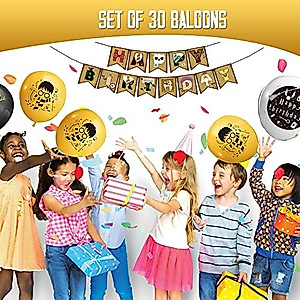 Magical Harry Birthday Decorations - 130 Pcs of Magical Wizard Birthday Party Supplies Includes Birthday Banner, Cake Topper, Lensless Glasses, Balloons, Cupcake Toppers, Stickers for Kids & Adults.
