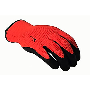 G & F 1528L GripMaster Cold Weather Outdoor Work Gloves, Winter Driving Gloves, Micro-Foam Latex Double Coated, heavy Duty, Large, 1 Pair, Orange