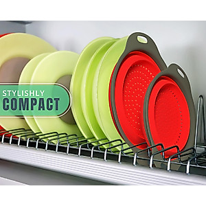 Ultimate Kitchen Strainers Set of 2 - Collapsible Silicone Colanders For Easy Storage by Comfify - Use with Pasta & Veggies or as a Fruit or Berry Bowl with Strainer - Irreplaceable for Campers - Red