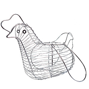 Simple and Neat Chrome Steel Wire Egg Basket with Handle, Holds 15-20 Eggs, Medium Size