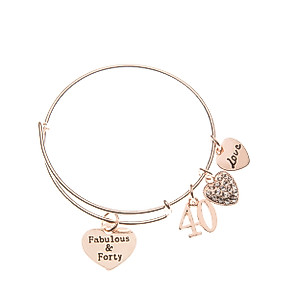Infinity Collection 40th Birthday Gifts for Women, 40th Birthday Rose Gold Expandable Charm Bracelet, 40th Birthday Ideas, Gift for Her